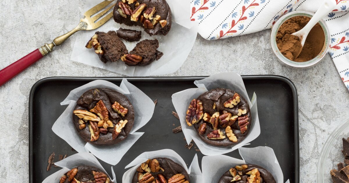 Low-Carb-Backen mit Xylit: Schoko-Muffins mit Avocado und Nüssen