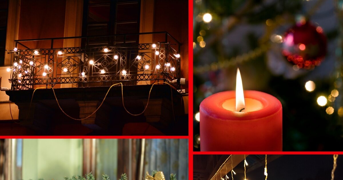 Balkon gestalten im Winter: Mit Tanne, Kugeln & Kerzen